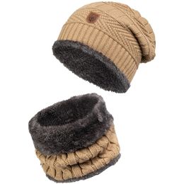 INDICODE Jeans Schal und M&uuml;tze 'Siracusa Hoddie' Herren Gr&ouml;&szlig;e One Size hellbeige / schwarz