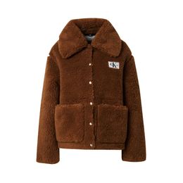 Calvin Klein Jeans Jacke 'Sherpa' Damen Gr&ouml;&szlig;e L braun / schwarz / offwhite Sommerjacke