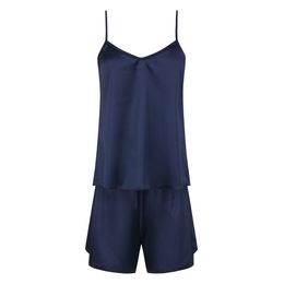 Evoni Pyjama 'Set aus Satin' Damen Gr&ouml;&szlig;e XXL dunkelblau Sommerkleid
