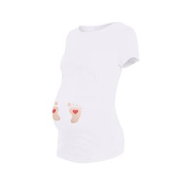M.m.c. Umstand Shirt 'Baby F&uuml;&szlig;e Umstandsshirt' Damen Gr&ouml;&szlig;e XL wei&szlig;