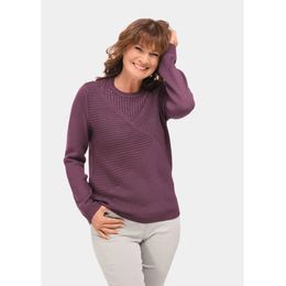 GOLDNER Kurzgr&ouml;&szlig;e: Eleganter Glanzpullover, Ajourmuster in cassis | Gr.: 22