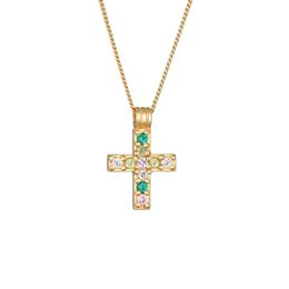 Haze&glory Kette 'Kreuz' Damen Gr&ouml;&szlig;e 43 saphir / gold / hellgr&uuml;n / helllila