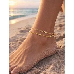 Pure Schmuck Fu&szlig;schmuck 'Double Line' Damen Gr&ouml;&szlig;e 21 + 5 cm extension gold
