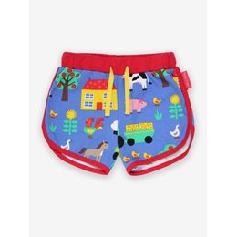 Toby tiger Hose 'Bio-Baumwoll Kinder Shorts mit Bauernhof-Druck' Gr&ouml;&szlig;e 80 blau