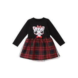Denokids Kleid 'Red Ribbon' M&auml;dchen Gr&ouml;&szlig;e 122 hellgrau / rot / schwarz