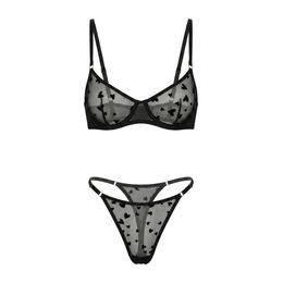 L.BEV W&auml;sche-Sets 'Cuoricini neri Set' Damen Gr&ouml;&szlig;e 80 schwarz