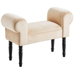 Xora Hocker, Schwarz, Beige, Holz, Textil, Kiefer, massiv, rechteckig, 76x54x30 cm, Stoffauswahl, Wohnzimmer, Hocker, Sitzhocker