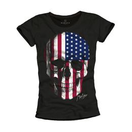 Makaya Shirt 'USA Skull' Damen Gr&ouml;&szlig;e M schwarz