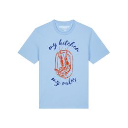 Watapparel T-Shirt 'My kitchen my rules' Herren Gr&ouml;&szlig;e XS blau / hellblau / rot