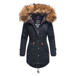 Marikoo Damen Winterjacke mit abnehmbarem Kunstfellkragen & Taillenzug