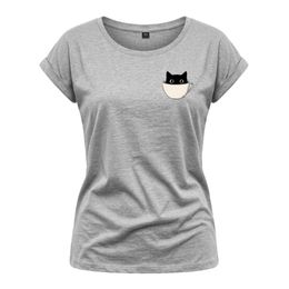 Makaya Shirt 'Cup Cat' Damen Gr&ouml;&szlig;e 5XL hellgrau