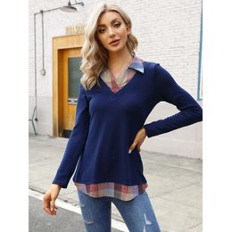Yesfashion Bluse Damen Gr&ouml;&szlig;e M dunkelblau