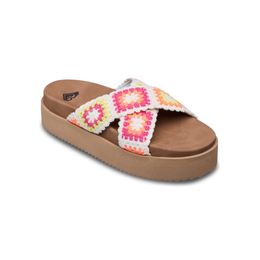 Roxy Pantolette 'Syenna Hi' Damen Gr&ouml;&szlig;e 40 hellbeige / gelb / orange / dunkelpink