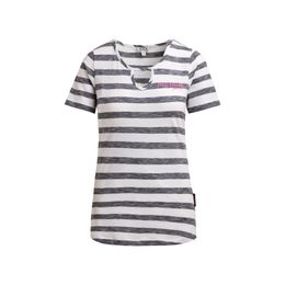 SOCCX Gestreiftes T-Shirt mit Cut-Out und Print Damen Gr&ouml;&szlig;e M blau