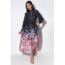 Blumen-Midi-Kleid mit G&uuml;rtel