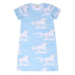 Walkiddy Schlafanzug 'Walkiddy - White Horses Pyjama' M&auml;dchen Gr&ouml;&szlig;e 122 blau