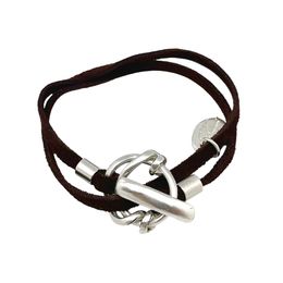 Gloria Mago Armband 'Me Ato bracelet in chocolate brown leather, double wrap, silver 10&mu;' Damen Gr&ouml;&szlig;e One Size silber