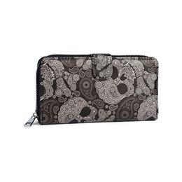 styleBREAKER Wallet 'Gro&szlig;e Geldb&ouml;rse mit Totenkopf Paisley Print' female size One size Black
