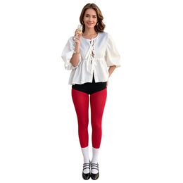 KoJooin Blouse 'Damen Babydoll-Bluse mit Schleifenbindung, Langarm & R&uuml;schen &ndash; verspielt, luftig und feminin' female size L White