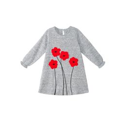 Denokids Kleid 'Poppy' M&auml;dchen Gr&ouml;&szlig;e 98 graumeliert / rot / schwarz