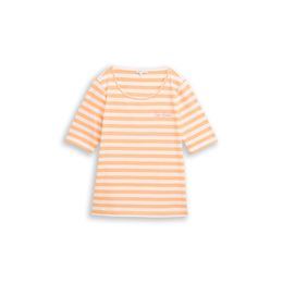 Tom Tailor T-Shirt Damen Gr&ouml;&szlig;e L hellorange / wei&szlig;