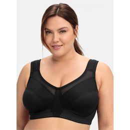 sheego Damen Sport-BH ohne B&uuml;gel mit Netzeins&auml;tzen, schwarz, Gr&ouml;&szlig;e 95F