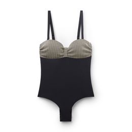 CALZEDONIA Swimsuit 'GOLDEN STRIPES' female size XL Light brown / Black / White