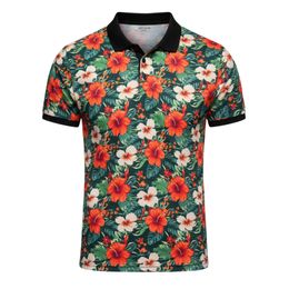Ombre Poloshirt Herren Gr&ouml;&szlig;e M beige / smaragd / orange / wei&szlig;