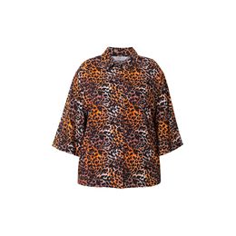Angel of Style Bluse Damen Gr&ouml;&szlig;e 5XL hellgrau / orange / schwarz