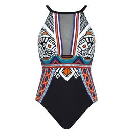 Sunflair Badeanzug 'Ethno' Damen Gr&ouml;&szlig;e M dunkellila / orange / schwarz / wei&szlig;