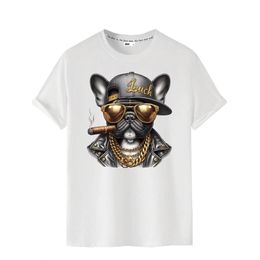 RMK Shirt 'Franz&ouml;sische Bulldogge Bully Sonnenbrille' Herren Gr&ouml;&szlig;e XL wei&szlig;