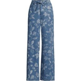 LANDS' END Gemusterte Jeans mit weitem Bein High Waist in Petite-Gr&ouml;&szlig;e, Damen, size: petite, Blau, by Lands' End