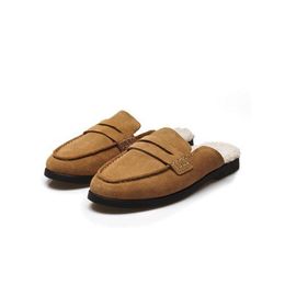 LANDS' END Veloursleder-Pantoletten mit Teddyfutter f&uuml;r Damen, Damen, size: regular, Braun, Rauleder, by Lands' End