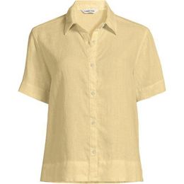 LANDS' END Premium Reinleinen-Hemd mit kurzen &Auml;rmeln f&uuml;r Damen in Plus-Gr&ouml;&szlig;e, Damen, size: plus, Gelb, Leinen, by Lands' End