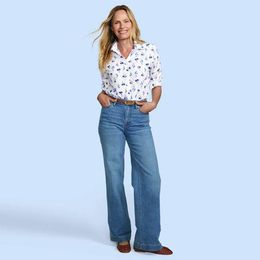 LANDS' END Recover Jeans High Waist mit weitem Bein in Petite-Gr&ouml;&szlig;e, Damen, size: petite, Blau, by Lands' End