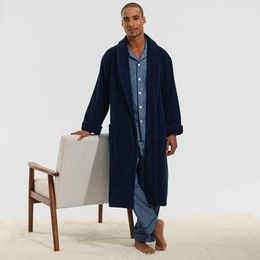 LANDS' END Bademantel aus t&uuml;rkischem Frottee f&uuml;r Herren, Herren, size: regular, Blau, Baumwolle, by Lands' End