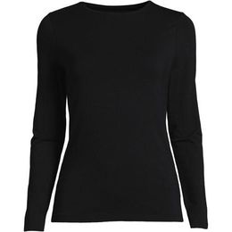 LANDS' END Shirt aus Baumwolle/Modal-Mix mit Rundausschnitt f&uuml;r Damen in Petite-Gr&ouml;&szlig;e, Damen, size: petite, Schwarz, Baumwolle Modal, by Lands' End