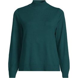 LANDS' END Stehkragenpullover mit &Auml;rmelkn&ouml;pfen f&uuml;r Damen, Damen, size: regular, Gr&uuml;n, Polyester/Nylon/Viskose, by Lands' End
