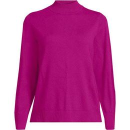 LANDS' END Stehkragenpullover mit &Auml;rmelkn&ouml;pfen f&uuml;r Damen, Damen, size: regular, Pink, Polyester/Nylon/Viskose, by Lands' End