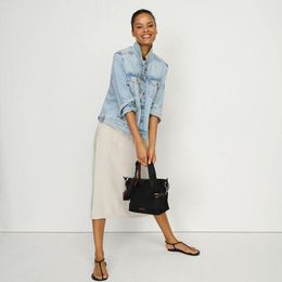 LANDS' END Twill-Midirock f&uuml;r Damen, Damen, size: regular, Beige, Polyester/Viskose, by Lands' End