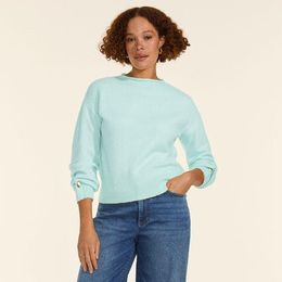 LANDS' END Wool Touch Pullover mit gerolltem Ausschnitt f&uuml;r Damen in Petite-Gr&ouml;&szlig;e, Damen, size: petite, Blau, Wolle/Polyester/Nylon, by Lands' End