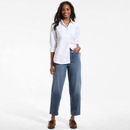 LANDS' END Knit Denim STARFISH Barrel-Jeans, Damen, size: regular, Blau, Baumwoll-Mischung/Polyester-Mischung, by Lands' End