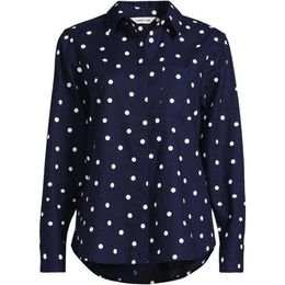 LANDS' END Bedruckte Soft Ease Hemdbluse im Leinenmix in Plus-Gr&ouml;&szlig;e, Damen, size: plus, Blau, Baumwolle/Leinen, by Lands' End