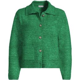 LANDS' END Soft Touch Jacke f&uuml;r Damen in Petite-Gr&ouml;&szlig;e, Damen, size: petite, Gr&uuml;n, Polyester/Polyester-Mischung, by Lands' End