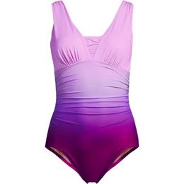 LANDS' END Shape-Badeanzug mit V-Ausschnitt SLENDER f&uuml;r Damen in F-Cup, Damen, size: regular, Lila, Nylon-Mischung, by Lands' End