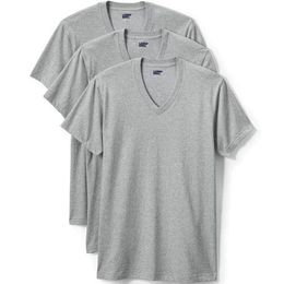 LANDS' END Kurzarm-Shirt mit V-Ausschnitt f&uuml;r Herren (3er-Set) in Tall-Gr&ouml;&szlig;e, Herren, size: tall, Grau, Baumwolle, by Lands' End