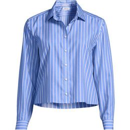 LANDS' END Kurze, b&uuml;gelfreie Hemdbluse f&uuml;r Damen in Petite-Gr&ouml;&szlig;e, Damen, size: petite, Blau, Baumwolle, by Lands' End
