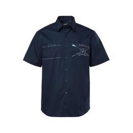 Men Plus Button Up Shirt male size L Navy / Off white