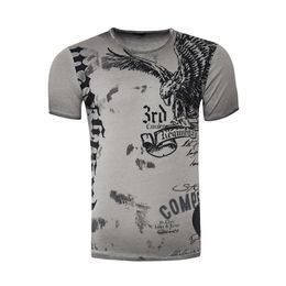 Rusty Neal T-Shirt mit modernem Front & Back Print 'American Eagle' Herren Gr&ouml;&szlig;e XL grau