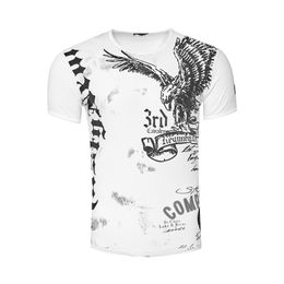 Rusty Neal T-Shirt mit modernem Front & Back Print 'American Eagle' Herren Gr&ouml;&szlig;e S wei&szlig;